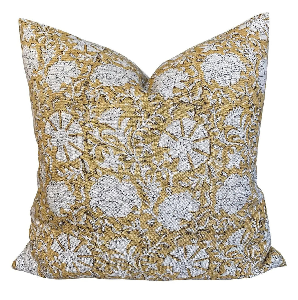 READY TO SHIP: Designer Nisa in Mustard Pillow Cover – Linen + Cloth